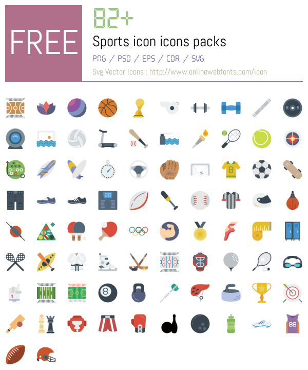 +82 Sports icon Icons Packs Free Downloads - OnlineWebFonts.COM