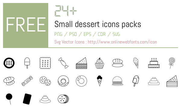 +24 Small dessert Icons Packs Free Downloads - OnlineWebFonts.COM