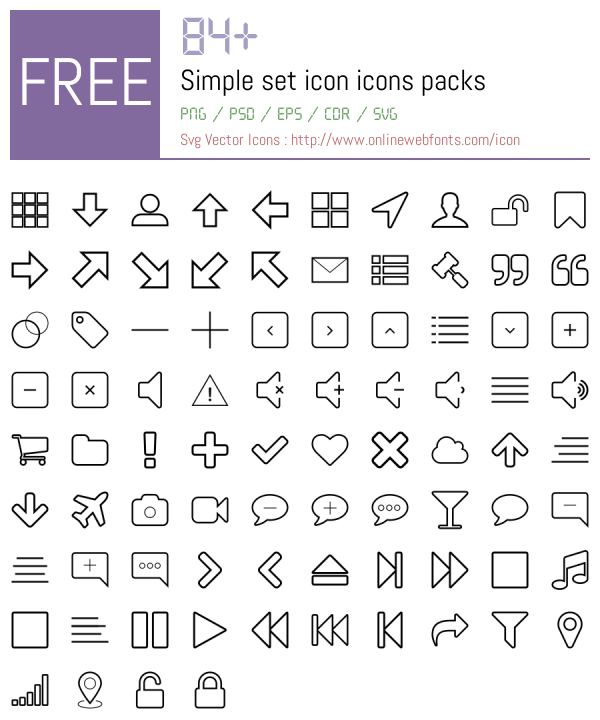 +84 Simple set icon Icons Packs Free Downloads - OnlineWebFonts.COM