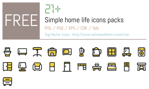 +21 Simple home life Icons Packs Free Downloads - OnlineWebFonts.COM