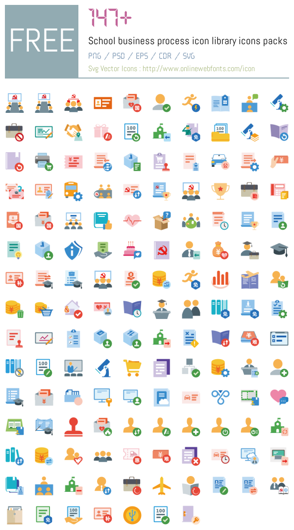 +147 School business process icon library Icons Packs Free Downloads ...