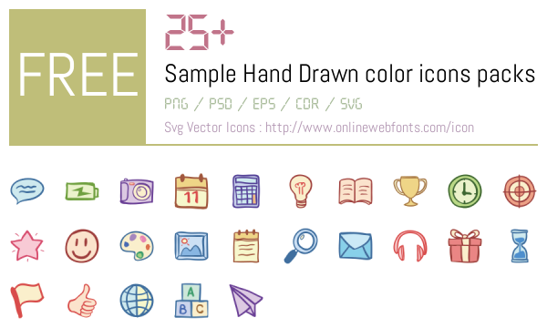 +25 Sample Hand Drawn color Icons Packs Free Downloads - OnlineWebFonts.COM