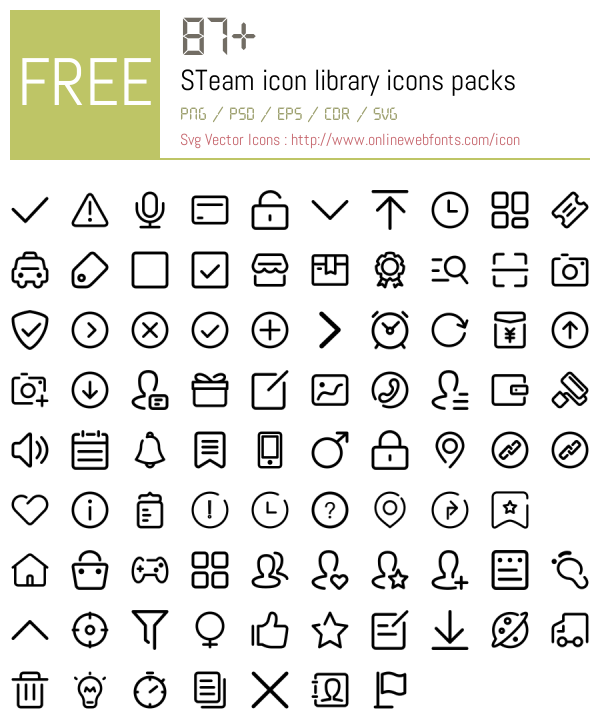 +87 STeam icon library Icons Packs Free Downloads - OnlineWebFonts.COM