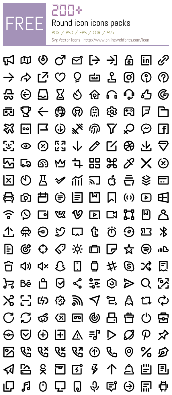 +200 Round icon Icons Packs Free Downloads - OnlineWebFonts.COM