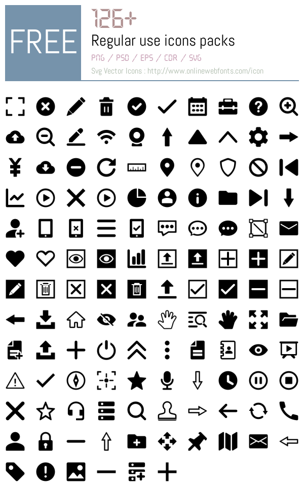 +126 Regular use Icons Packs Free Downloads - OnlineWebFonts.COM