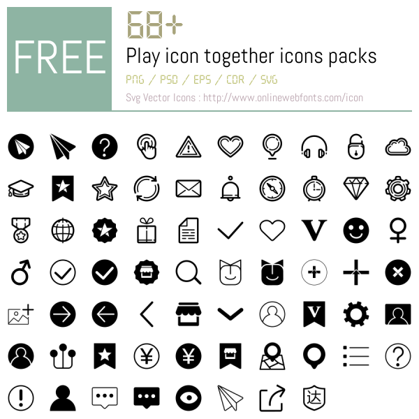 +68 Play icon together Icons Packs Free Downloads - OnlineWebFonts.COM