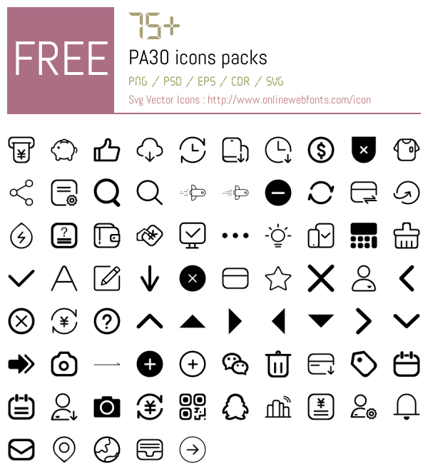 +75 PA30 Icons Packs Free Downloads - OnlineWebFonts.COM