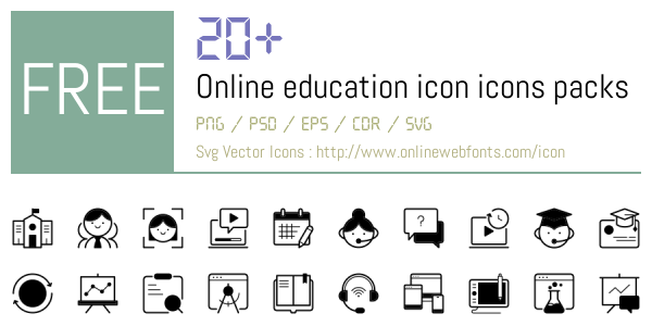 +20 Online education icon Icons Packs Free Downloads - OnlineWebFonts.COM