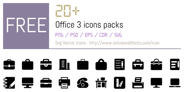 +20 Office 3 Icons Packs Free Downloads - OnlineWebFonts.COM