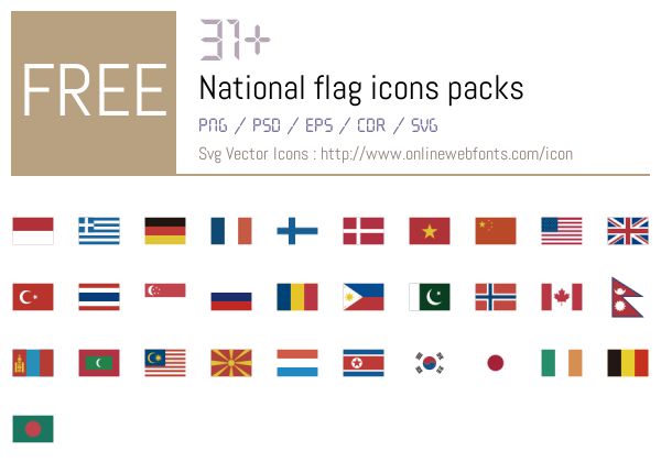 +31 National flag Icons Packs Free Downloads - OnlineWebFonts.COM