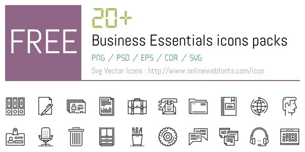 +20 Business Essentials Icons Packs Free Downloads - OnlineWebFonts.COM