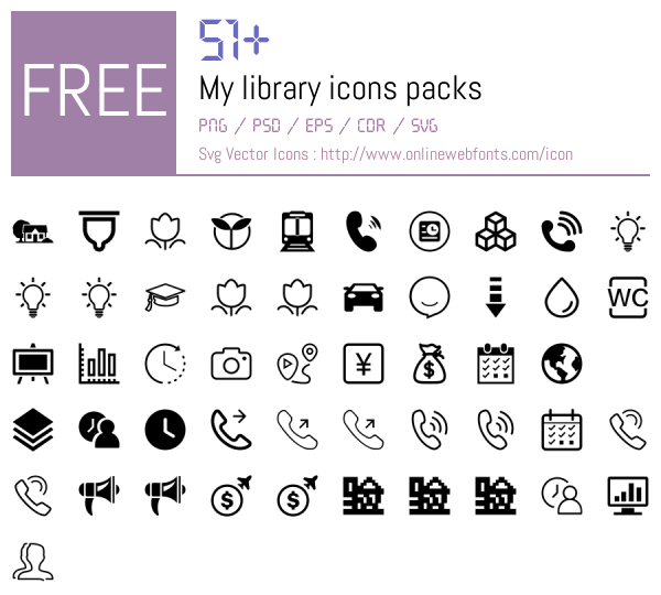 +51 My library Icons Packs Free Downloads - OnlineWebFonts.COM