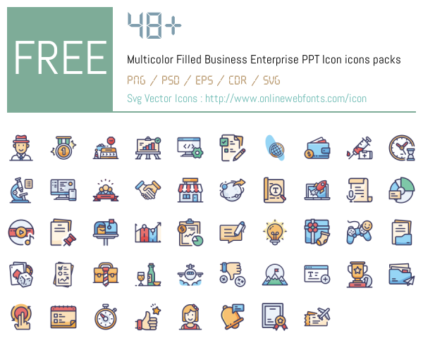 +48 Multicolor Filled Business Enterprise PPT Icon Icons Packs Free ...