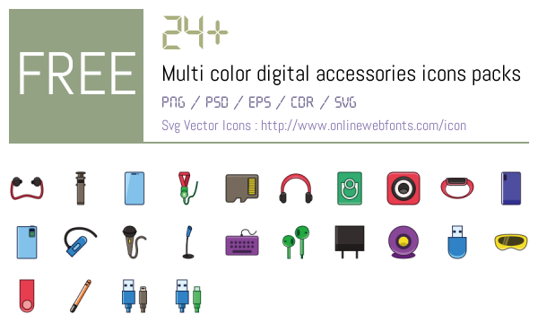 +24 Multi color digital accessories Icons Packs Free Downloads ...