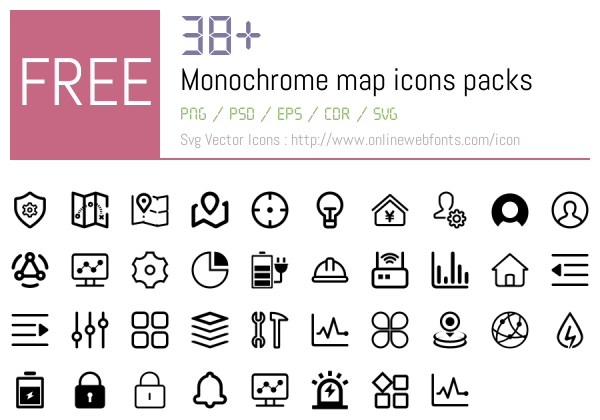 +38 Monochrome map Icons Packs Free Downloads - OnlineWebFonts.COM