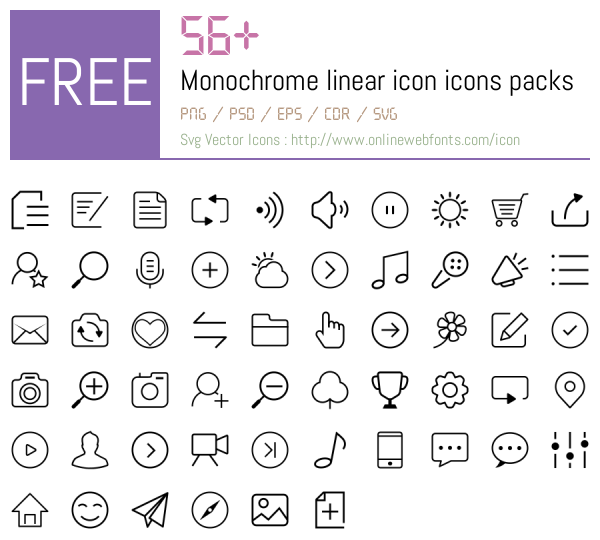 +56 Monochrome linear icon Icons Packs Free Downloads - OnlineWebFonts.COM