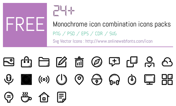 +24 Monochrome icon combination Icons Packs Free Downloads ...