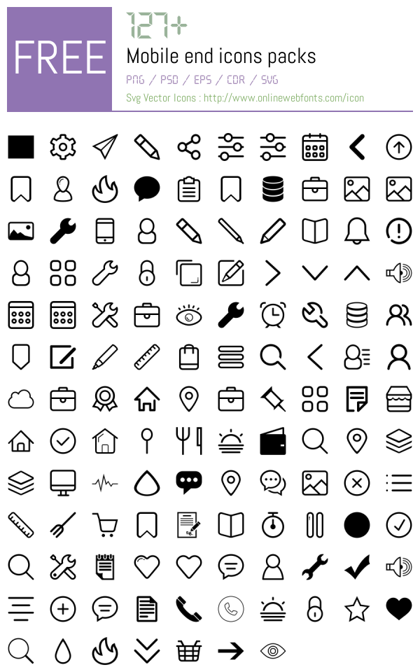 +127 Mobile end Icons Packs Free Downloads - OnlineWebFonts.COM