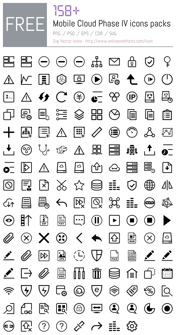 +158 Mobile Cloud Phase IV Icons Packs Free Downloads - OnlineWebFonts.COM