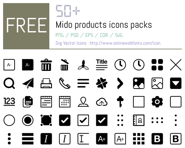 +50 Mido products Icons Packs Free Downloads - OnlineWebFonts.COM