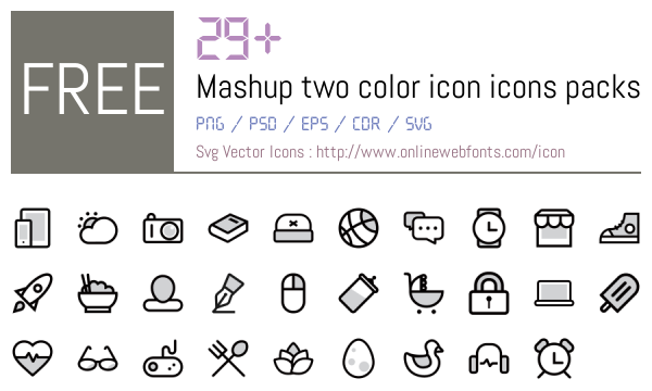 +29 Mashup two color icon Icons Packs Free Downloads - OnlineWebFonts.COM