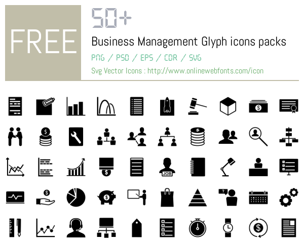 +50 Business Management Glyph Icons Packs Free Downloads ...