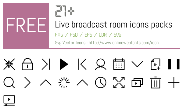 +21 Live broadcast room Icons Packs Free Downloads - OnlineWebFonts.COM