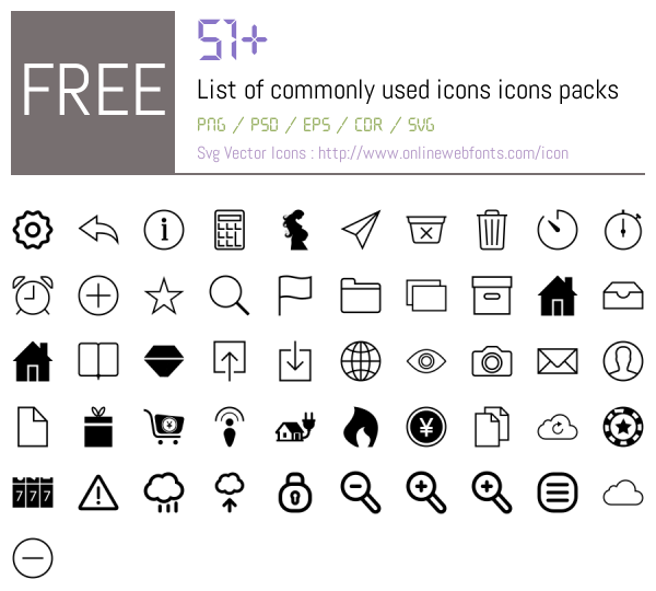 +51 List of commonly used icons Icons Packs Free Downloads ...