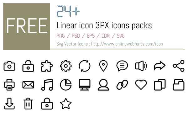 +24 Linear icon 3PX Icons Packs Free Downloads - OnlineWebFonts.COM
