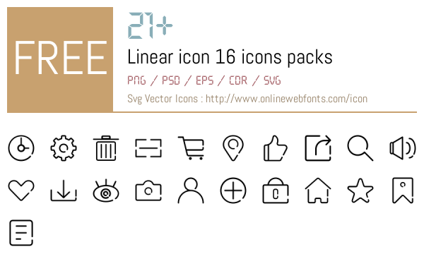 +21 Linear icon 16 Icons Packs Free Downloads - OnlineWebFonts.COM
