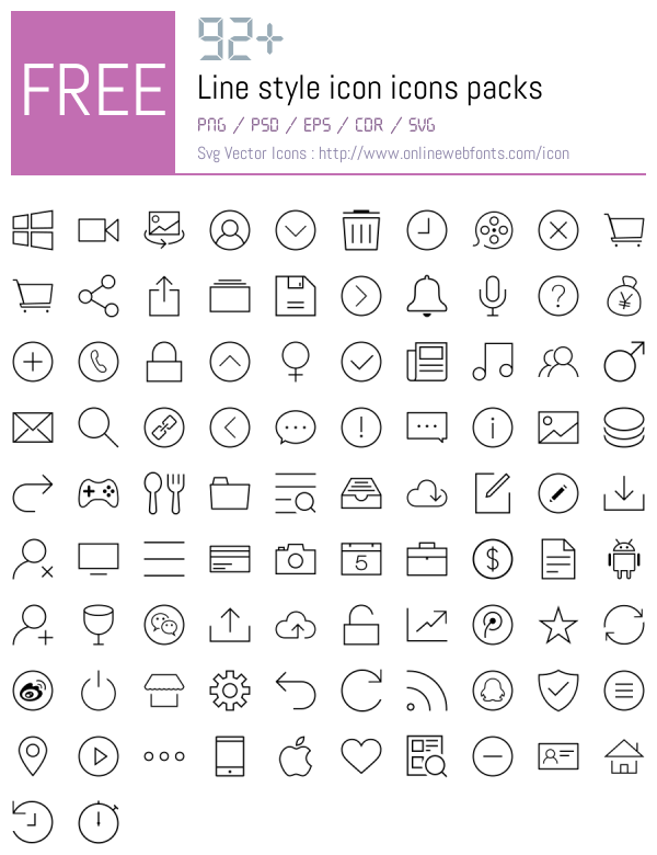 +92 Line style icon Icons Packs Free Downloads - OnlineWebFonts.COM