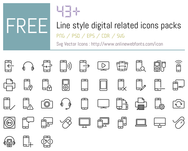 +43 Line style digital related Icons Packs Free Downloads ...
