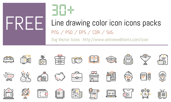 +30 Line drawing color icon Icons Packs Free Downloads - OnlineWebFonts.COM
