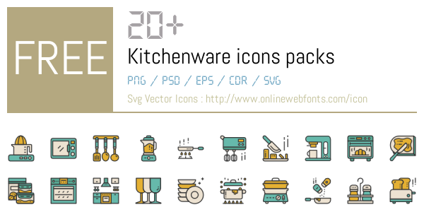 +20 Kitchenware Icons Packs Free Downloads - OnlineWebFonts.COM
