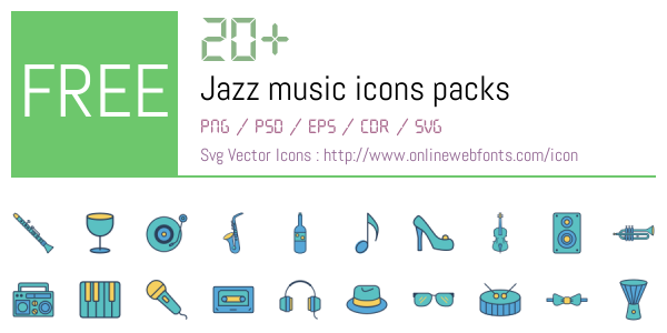 +20 Jazz music Icons Packs Free Downloads - OnlineWebFonts.COM
