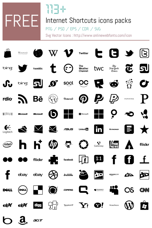 +113 Internet Shortcuts Icons Packs Free Downloads - OnlineWebFonts.COM