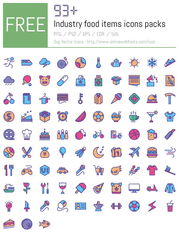 +93 Industry food items Icons Packs Free Downloads - OnlineWebFonts.COM