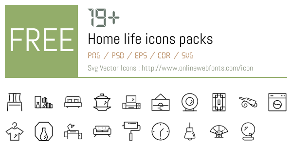 +19 Home life Icons Packs Free Downloads - OnlineWebFonts.COM