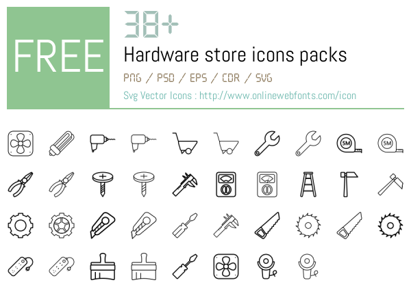 +38 Hardware store Icons Packs Free Downloads - OnlineWebFonts.COM