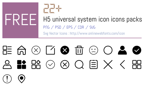 +22 H5 universal system icon Icons Packs Free Downloads ...