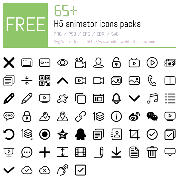 +65 H5 animator Icons Packs Free Downloads - OnlineWebFonts.COM