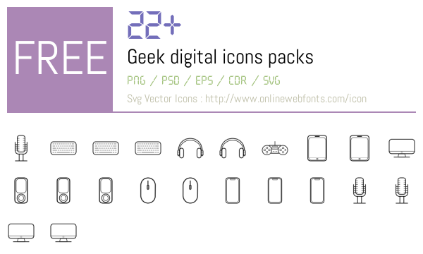 +22 Geek digital Icons Packs Free Downloads - OnlineWebFonts.COM