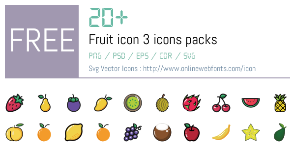 +20 Fruit icon 3 Icons Packs Free Downloads - OnlineWebFonts.COM