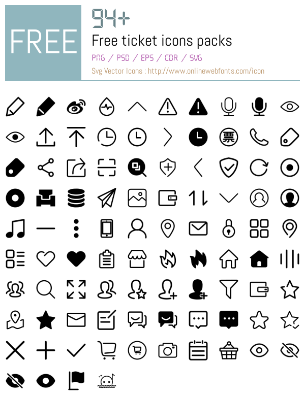 +94 Free ticket Icons Packs Free Downloads - OnlineWebFonts.COM
