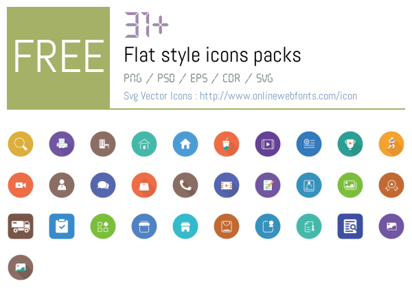 +31 Flat style Icons Packs Free Downloads - OnlineWebFonts.COM