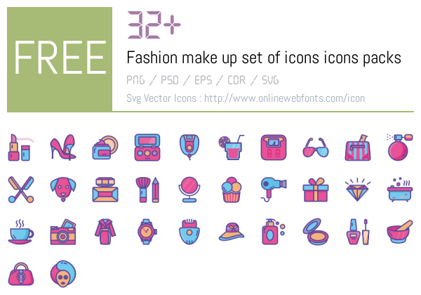 +32 Fashion make up set of icons Icons Packs Free Downloads ...