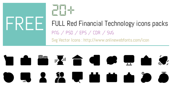+20 FULL Red Financial Technology Icons Packs Free Downloads ...
