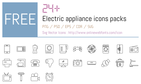 +24 Electric appliance Icons Packs Free Downloads - OnlineWebFonts.COM