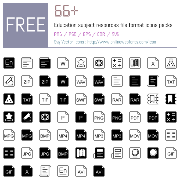 +66 Education subject resources file format Icons Packs Free Downloads ...