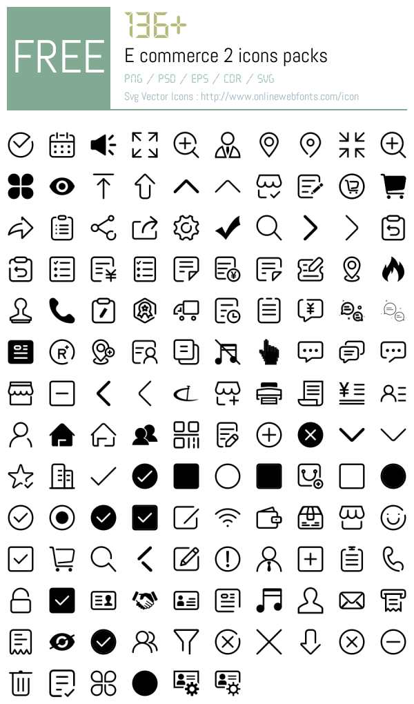 +136 E commerce 2 Icons Packs Free Downloads - OnlineWebFonts.COM